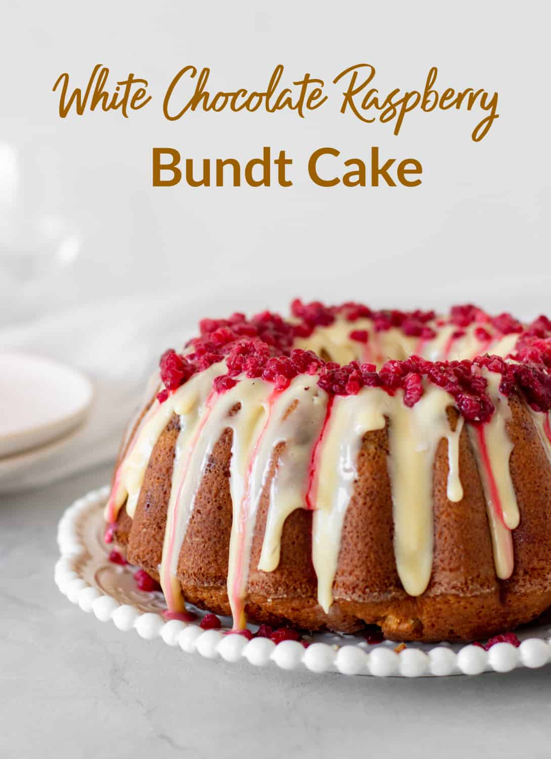 White Chocolate Raspberry Bundt Cake - Vintage Kitchen Notes