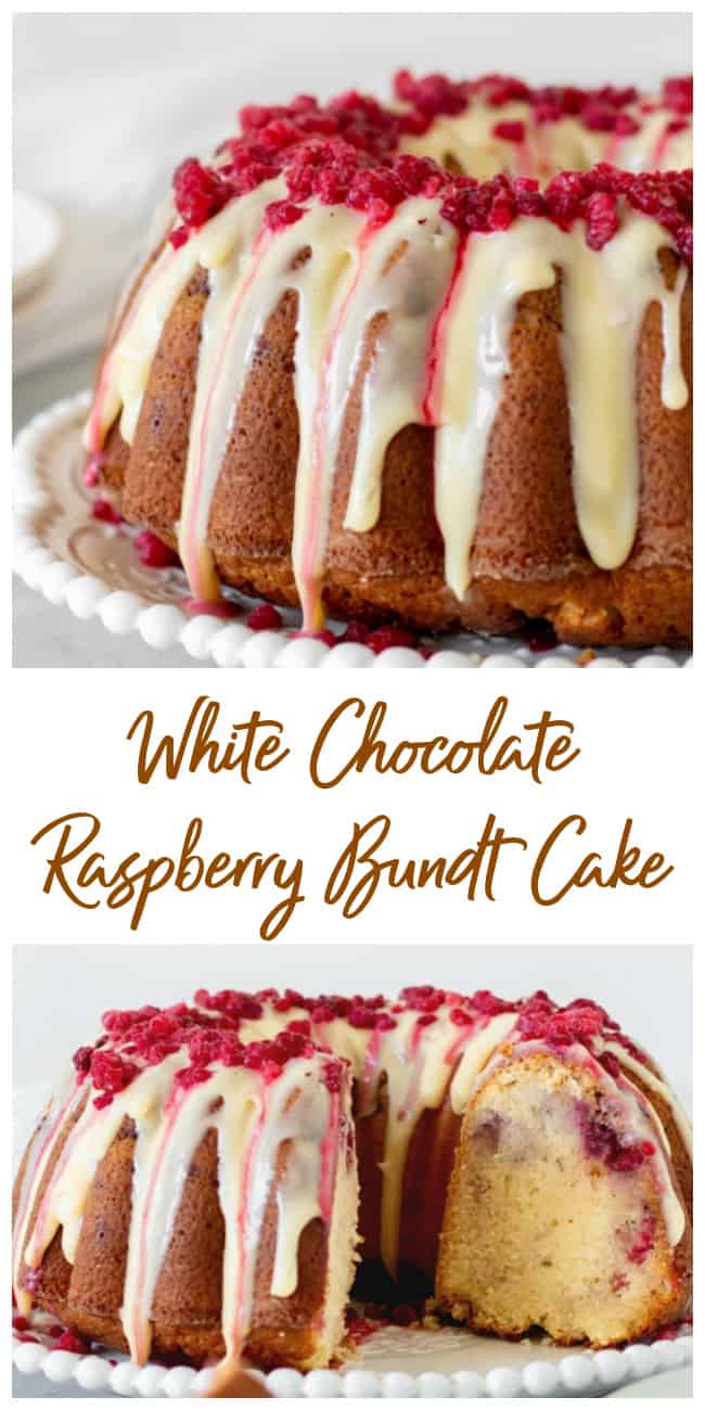 White Chocolate Raspberry Bundt Cake - Vintage Kitchen Notes