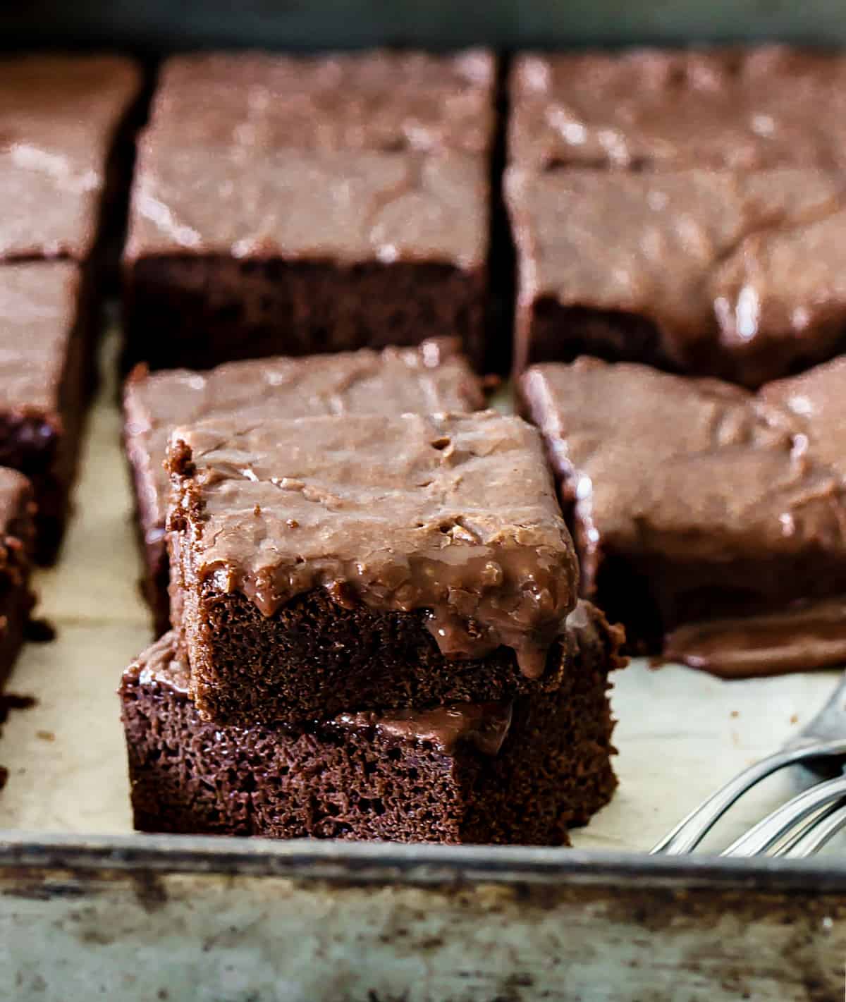 Gooey Chocolate Sheet Cake | Vintage Kitchen Notes