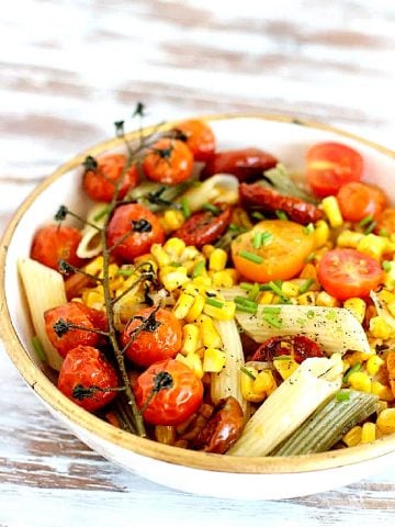 Spicy Broccoli Corn Pasta - Vintage Kitchen Notes