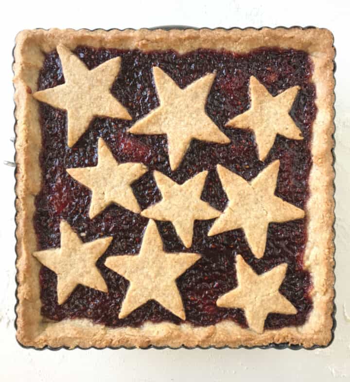 Raspberry Linzer Tart with Spiced Almond Dough - Vintage Kitchen Notes