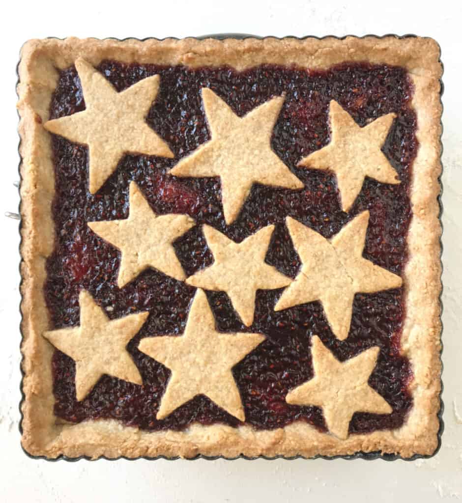 Raspberry Linzer Tart with Spiced Almond Dough - Vintage Kitchen Notes