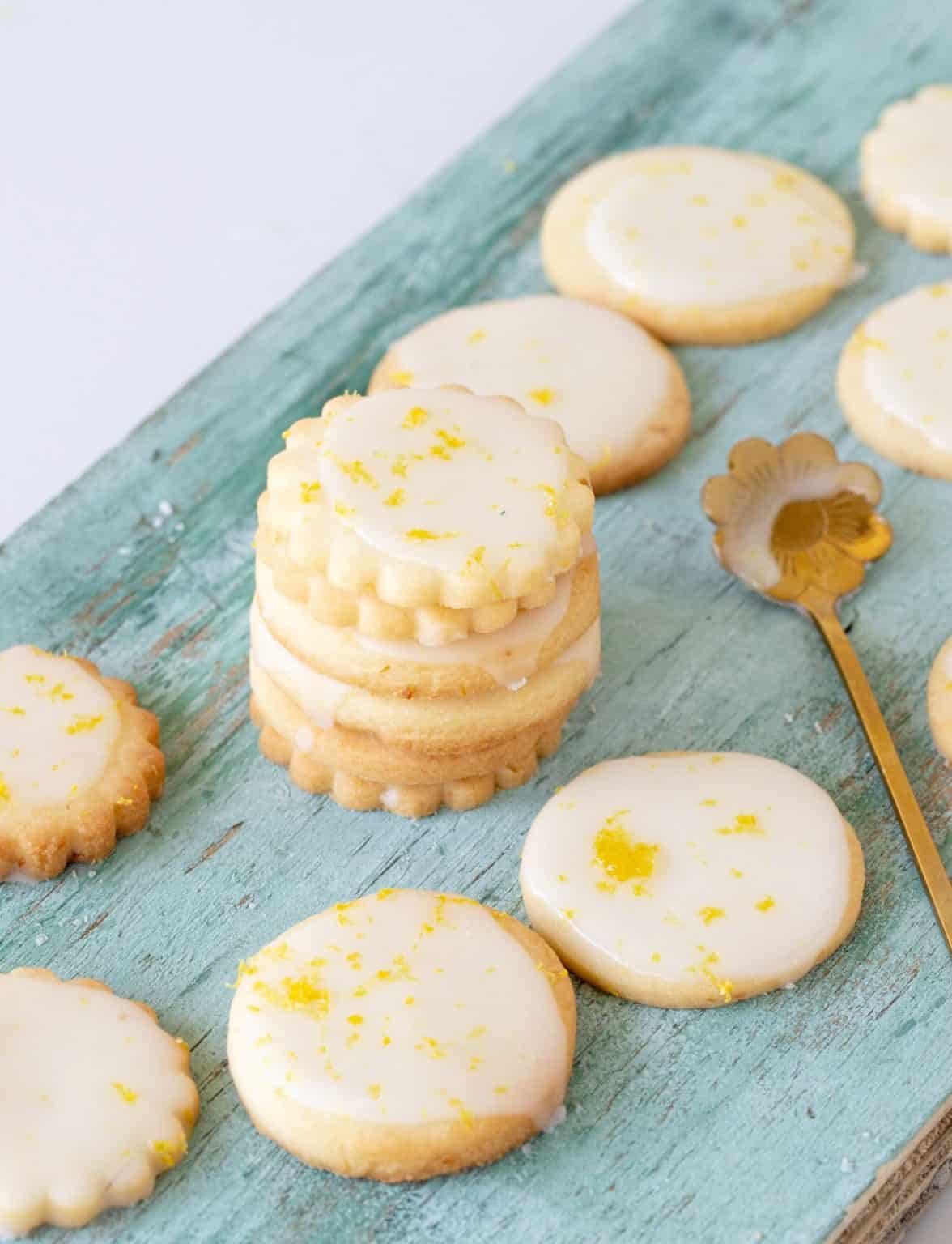 Glazed Lemon Shortbread Cookies (5 ingredients) - Vintage Kitchen Notes