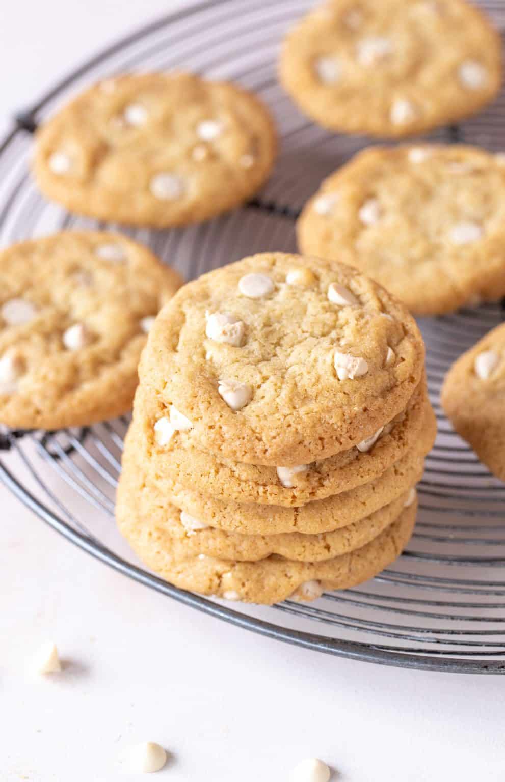 Chewy White Chocolate Chip Cookies (easy recipe) - Vintage Kitchen Notes