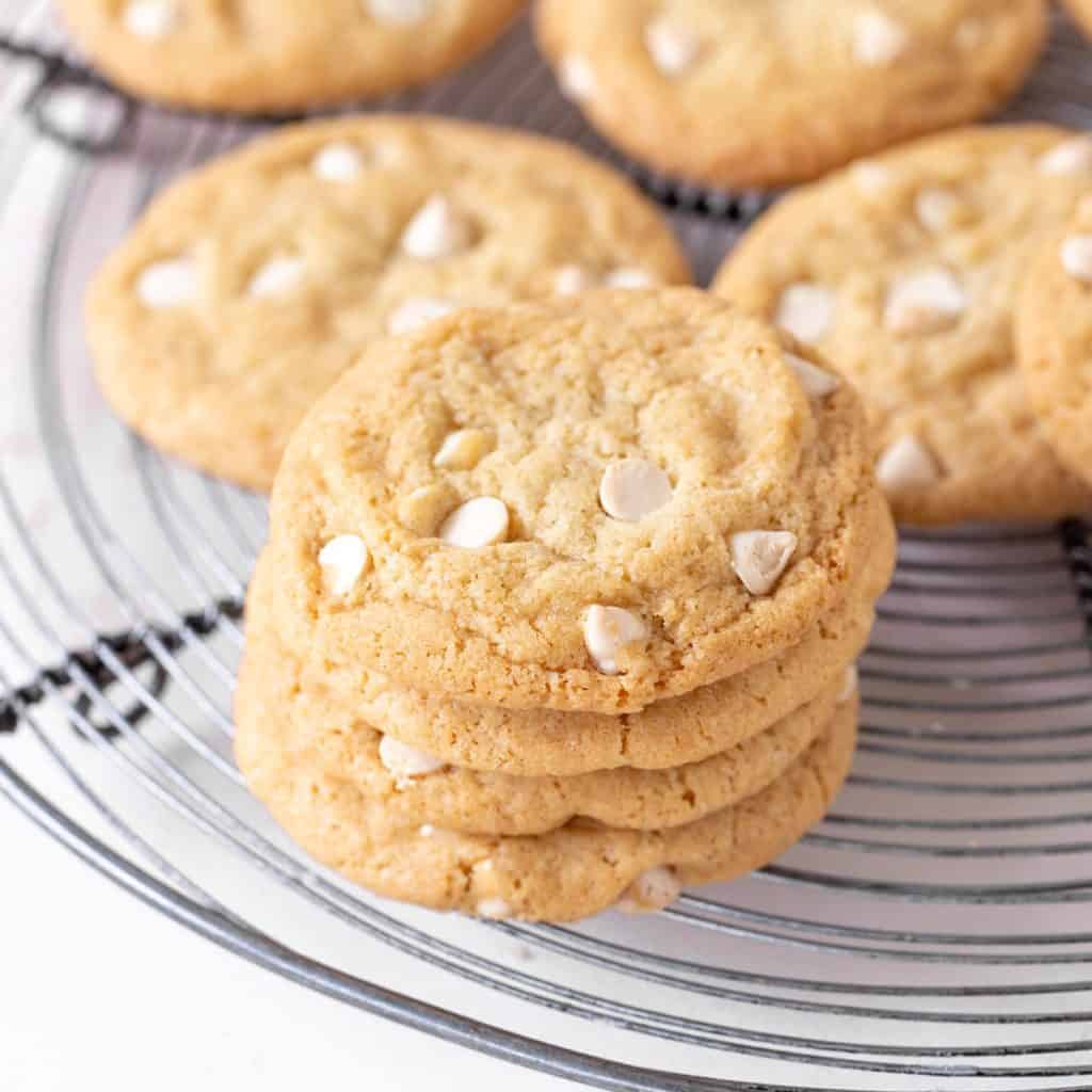 Chewy White Chocolate Chip Cookies (easy recipe) - Vintage Kitchen Notes