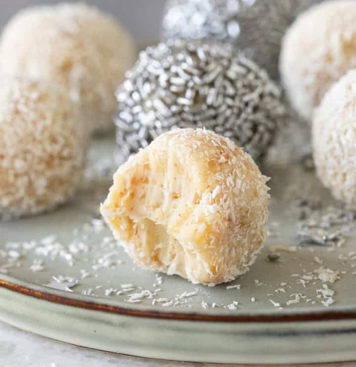 White Chocolate Coconut Truffles (no bake) - Vintage Kitchen Notes