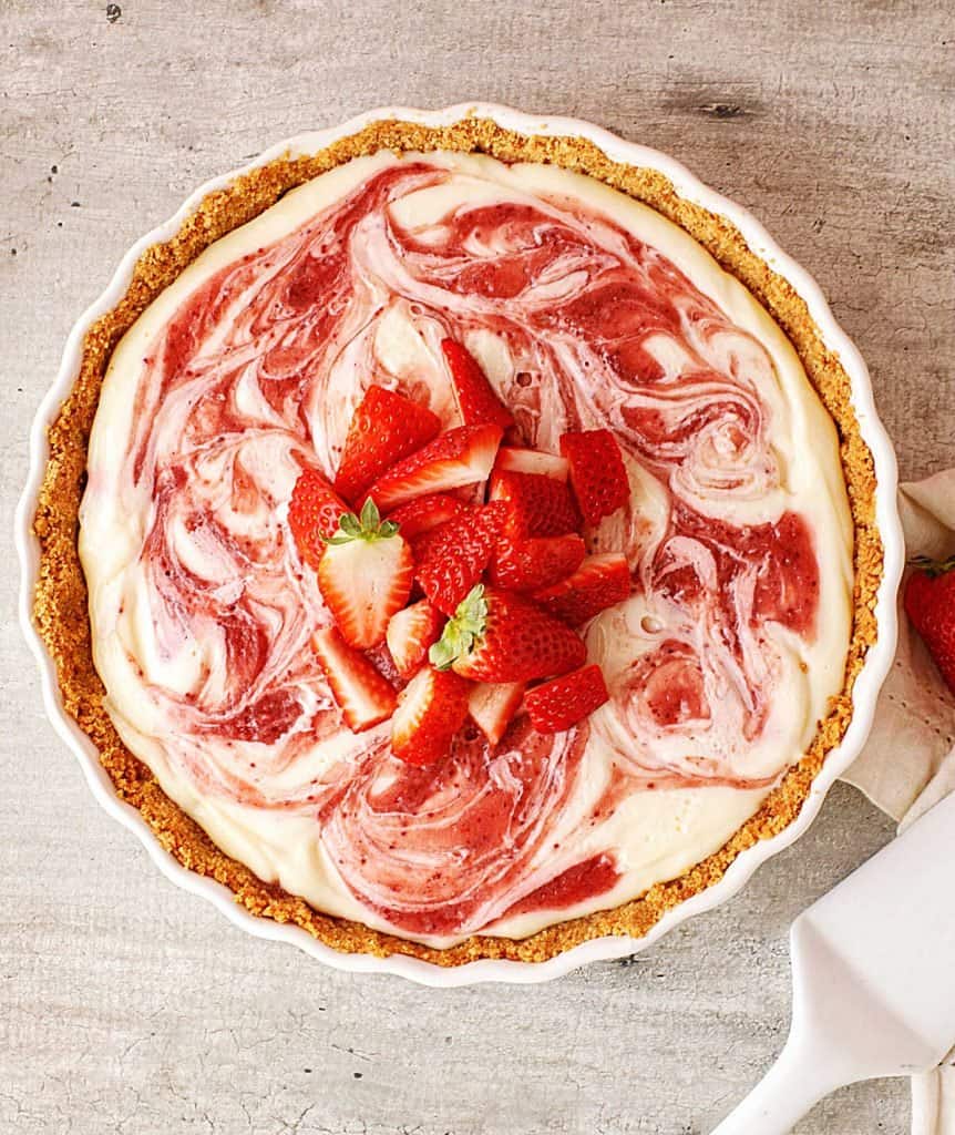 Frozen Strawberry Pie (no-bake filling) - Vintage Kitchen Notes