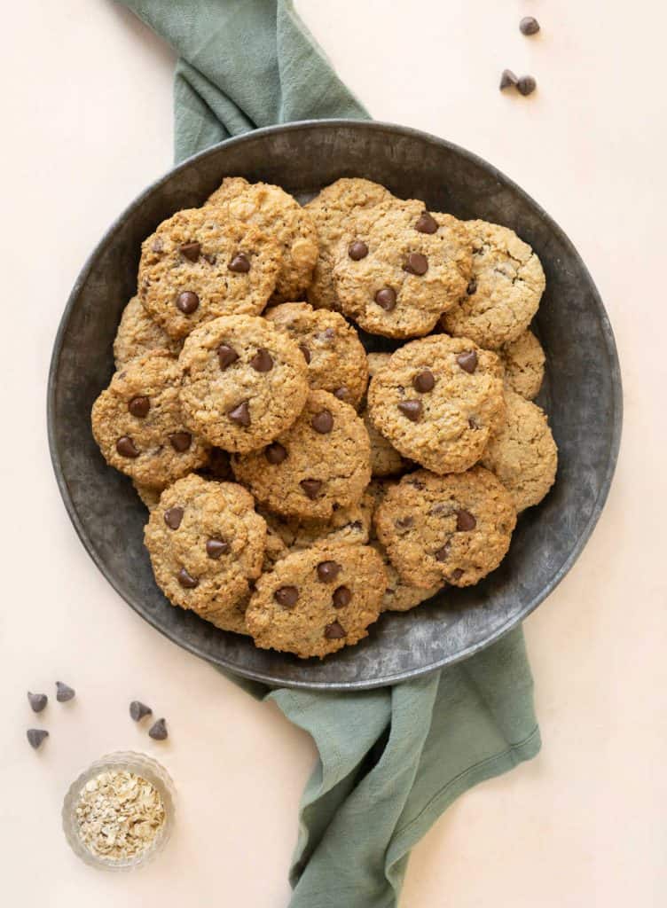 Chocolate Chip Oatmeal Cookies (quick and chewy) - Vintage Kitchen Notes