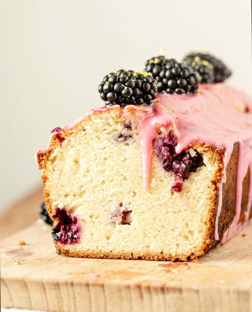 Lemon Blackberry Bread (with berry glaze) - Vintage Kitchen Notes