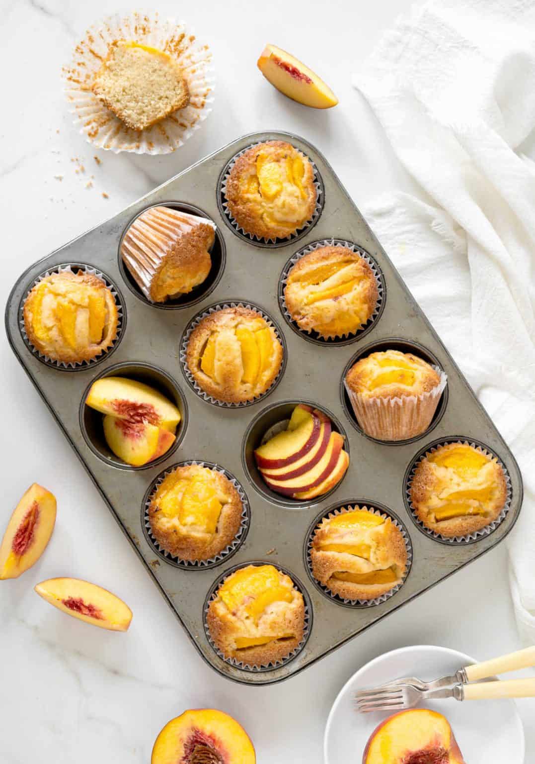 Peach Muffins (easy and old-fashioned) - Vintage Kitchen Notes