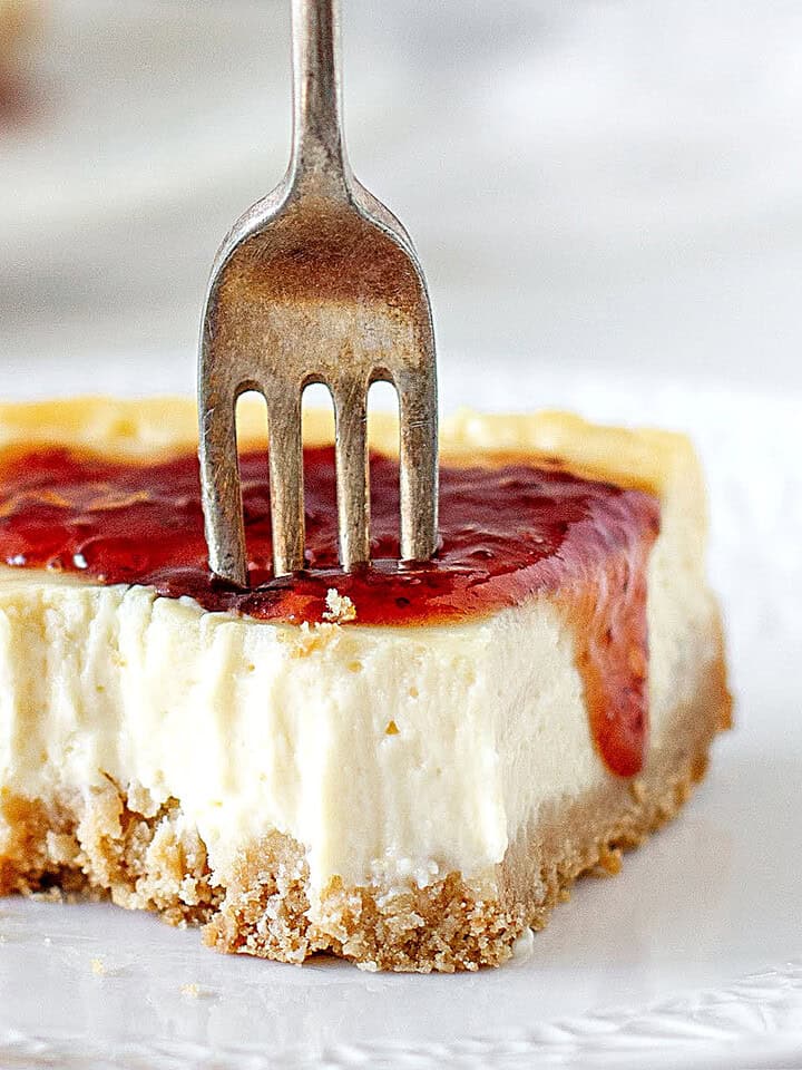 Baked Cheesecake with Cherry Topping - Vintage Kitchen Notes