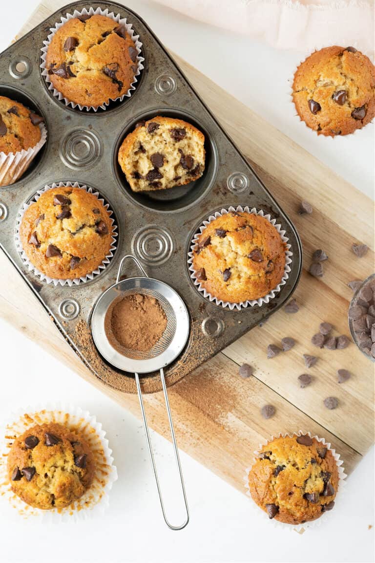 Easy Chocolate Chip Muffins (bakery-style) - Vintage Kitchen Notes