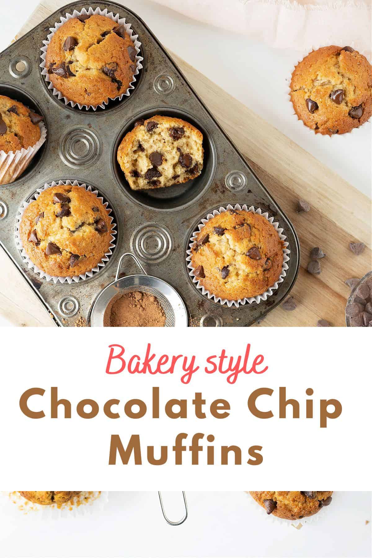 Easy Chocolate Chip Muffins (bakery-style) - Vintage Kitchen Notes