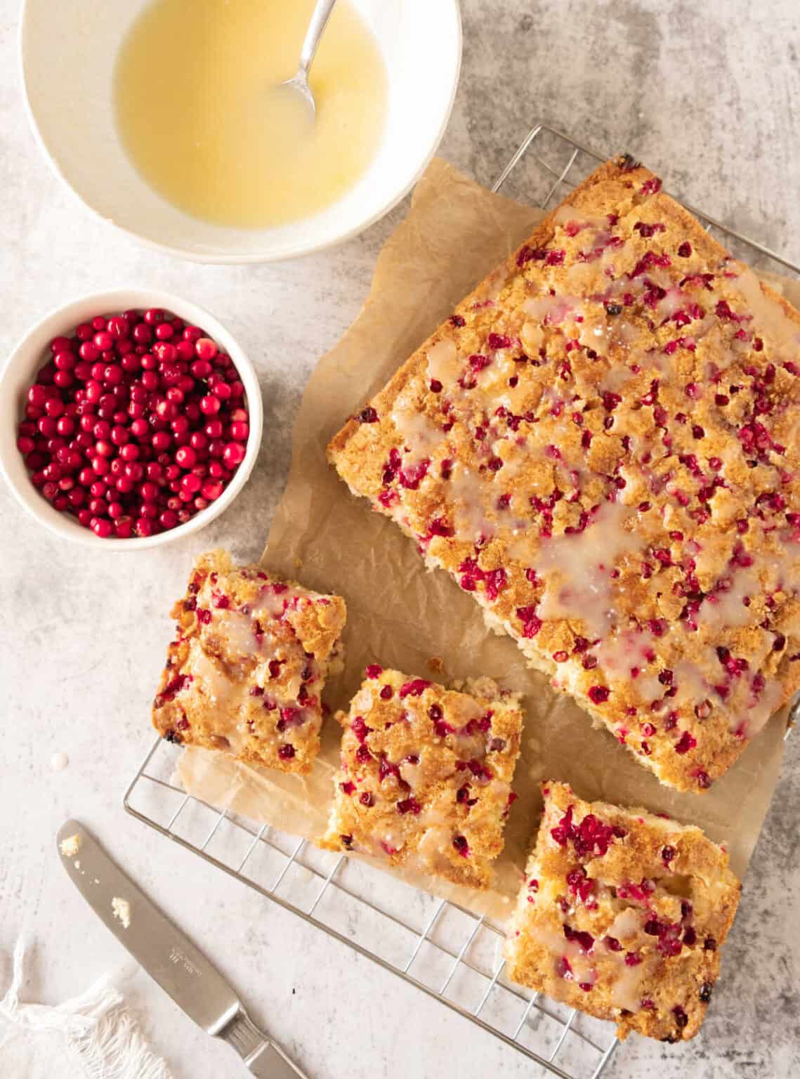 Cranberry Coffee Cake (easy recipe with sour cream) - Vintage Kitchen Notes