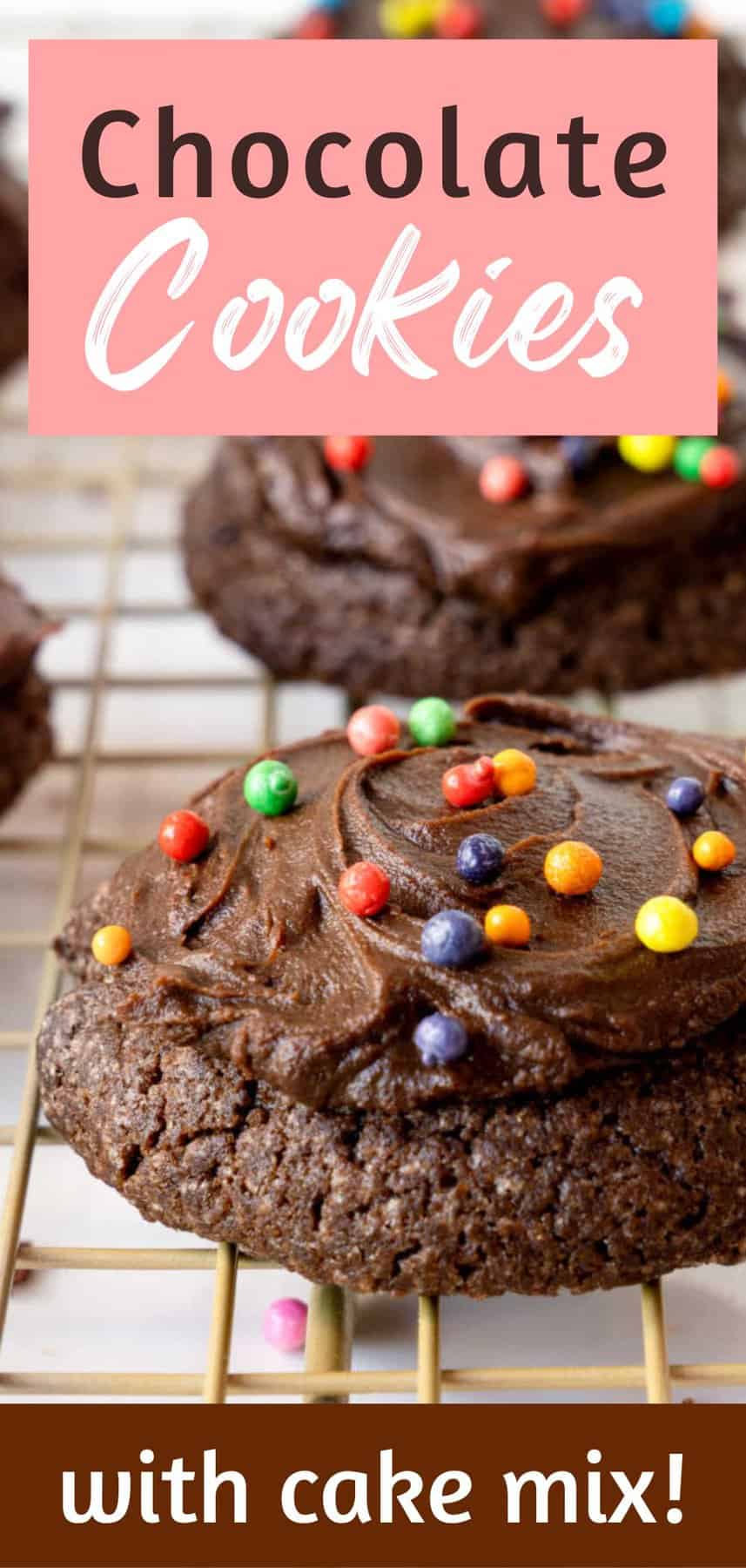 Frosted Chocolate Cake Mix Cookies (5 ingredients!) - Vintage Kitchen Notes