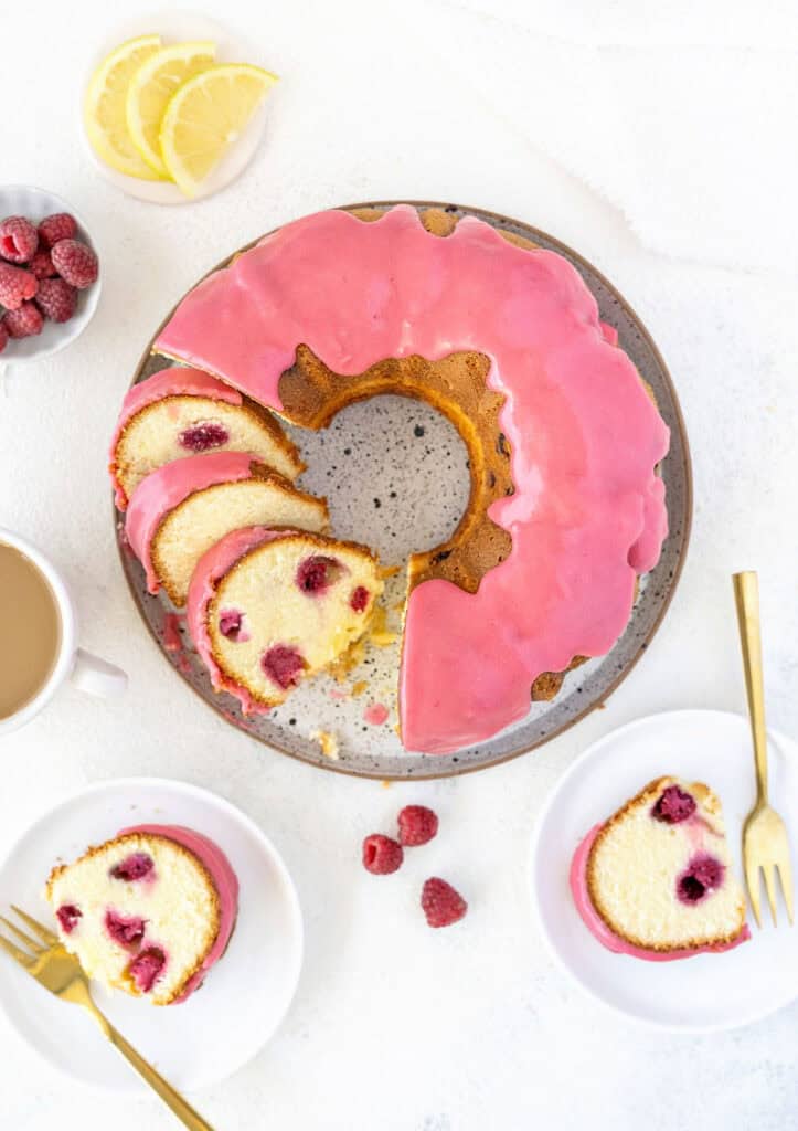 Raspberry Lemon Bundt Cake (with raspberry glaze) - Vintage Kitchen Notes