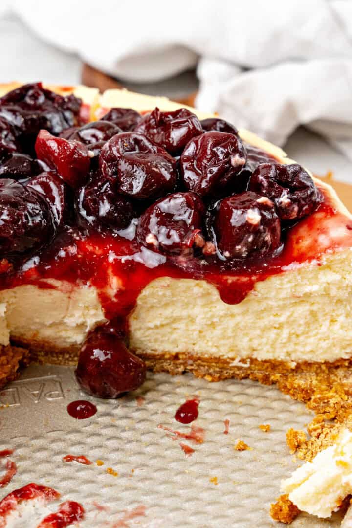 Baked Cheesecake with Cherry Topping - Vintage Kitchen Notes
