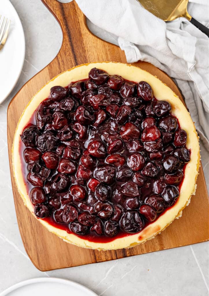 Baked Cheesecake with Cherry Topping - Vintage Kitchen Notes
