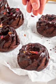 Glazed Mini Chocolate Bundt Cakes - Vintage Kitchen Notes