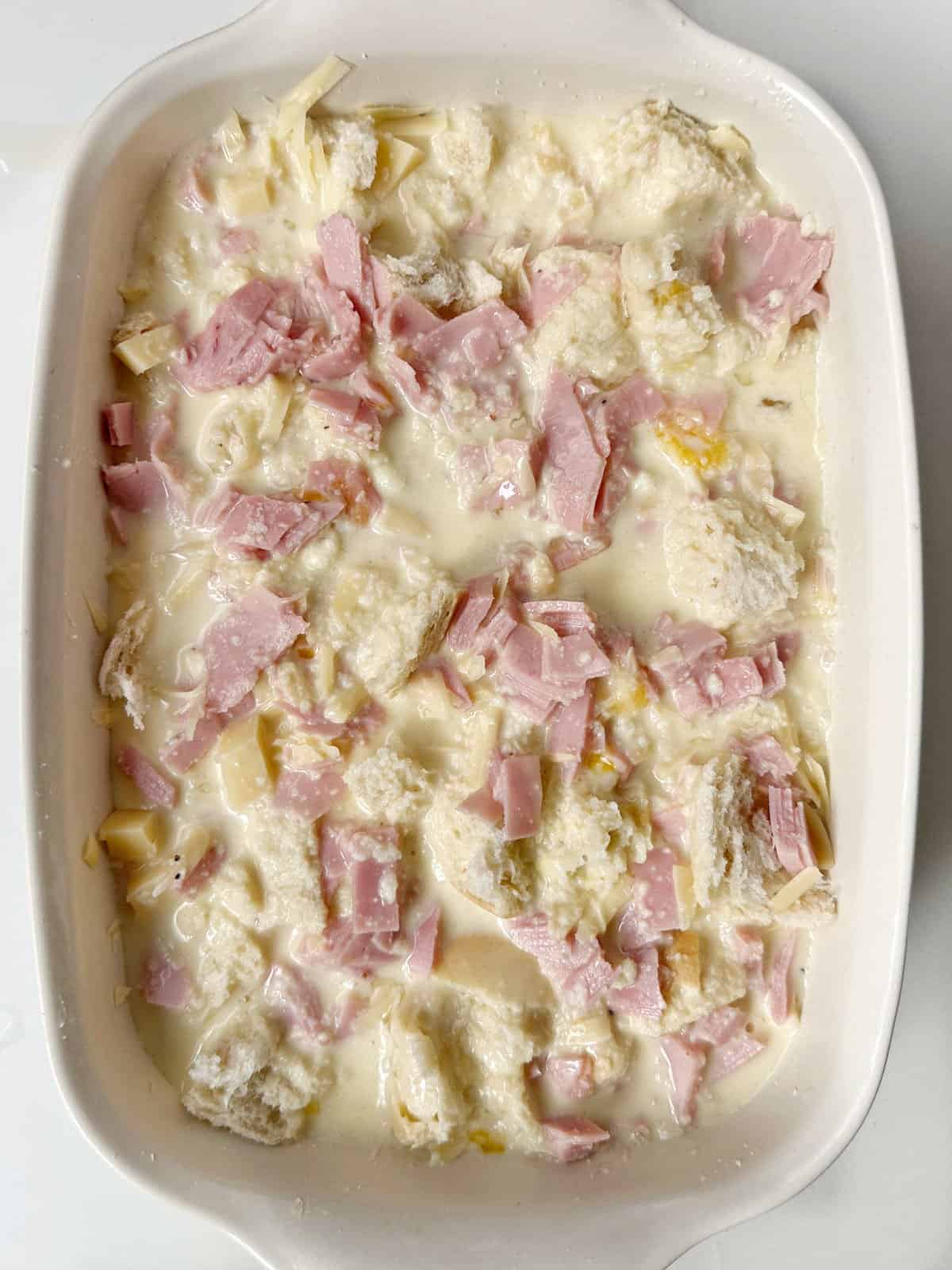 Ham and Cheese Strata (savory bread pudding) - Vintage Kitchen Notes