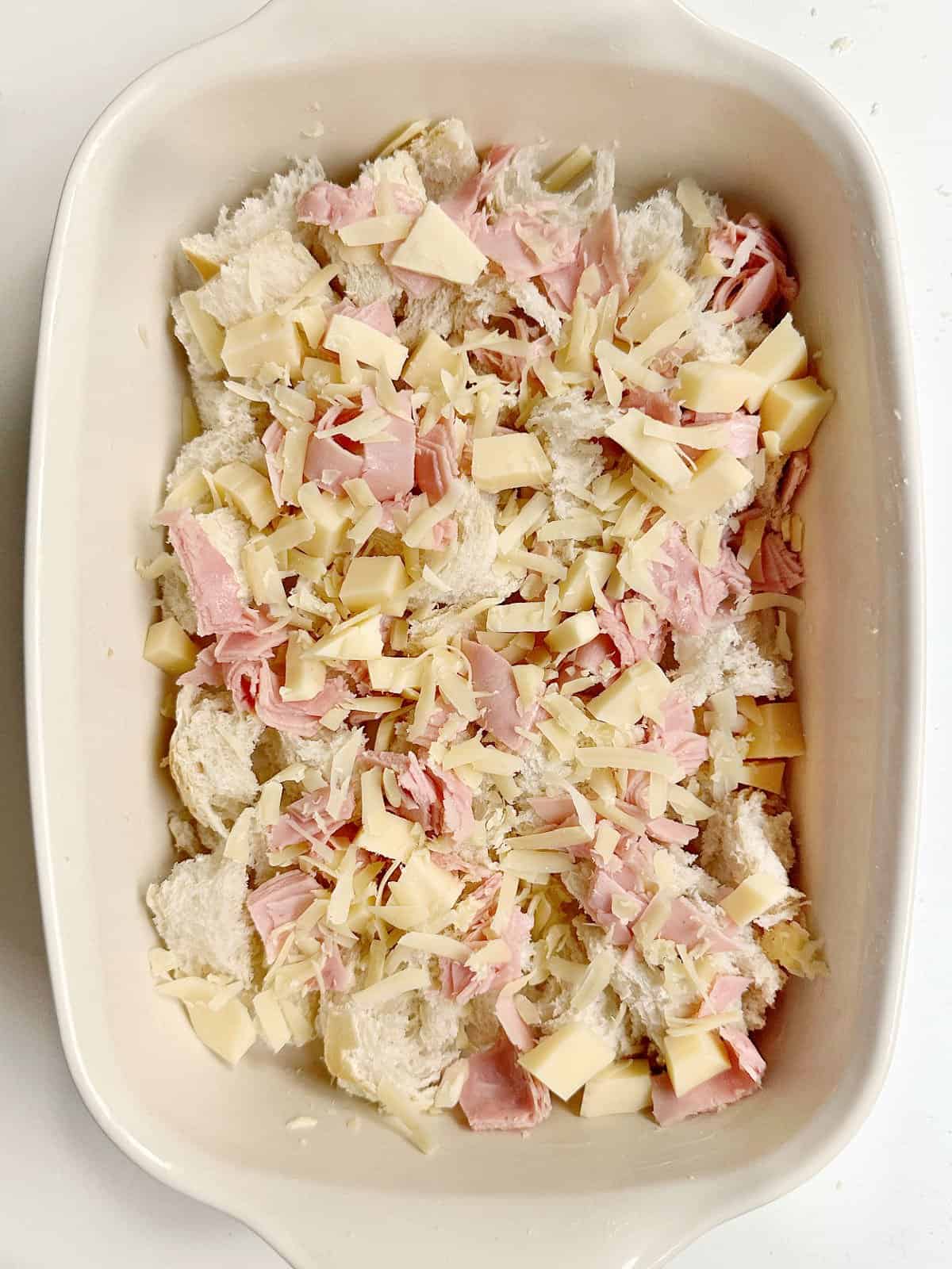 Ham and Cheese Strata (savory bread pudding) - Vintage Kitchen Notes