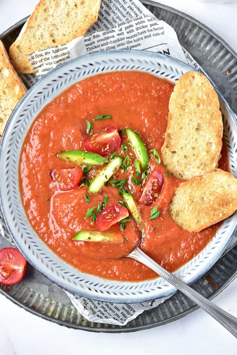 Authentic Spanish Gazpacho (cold tomato soup) - Vintage Kitchen Notes