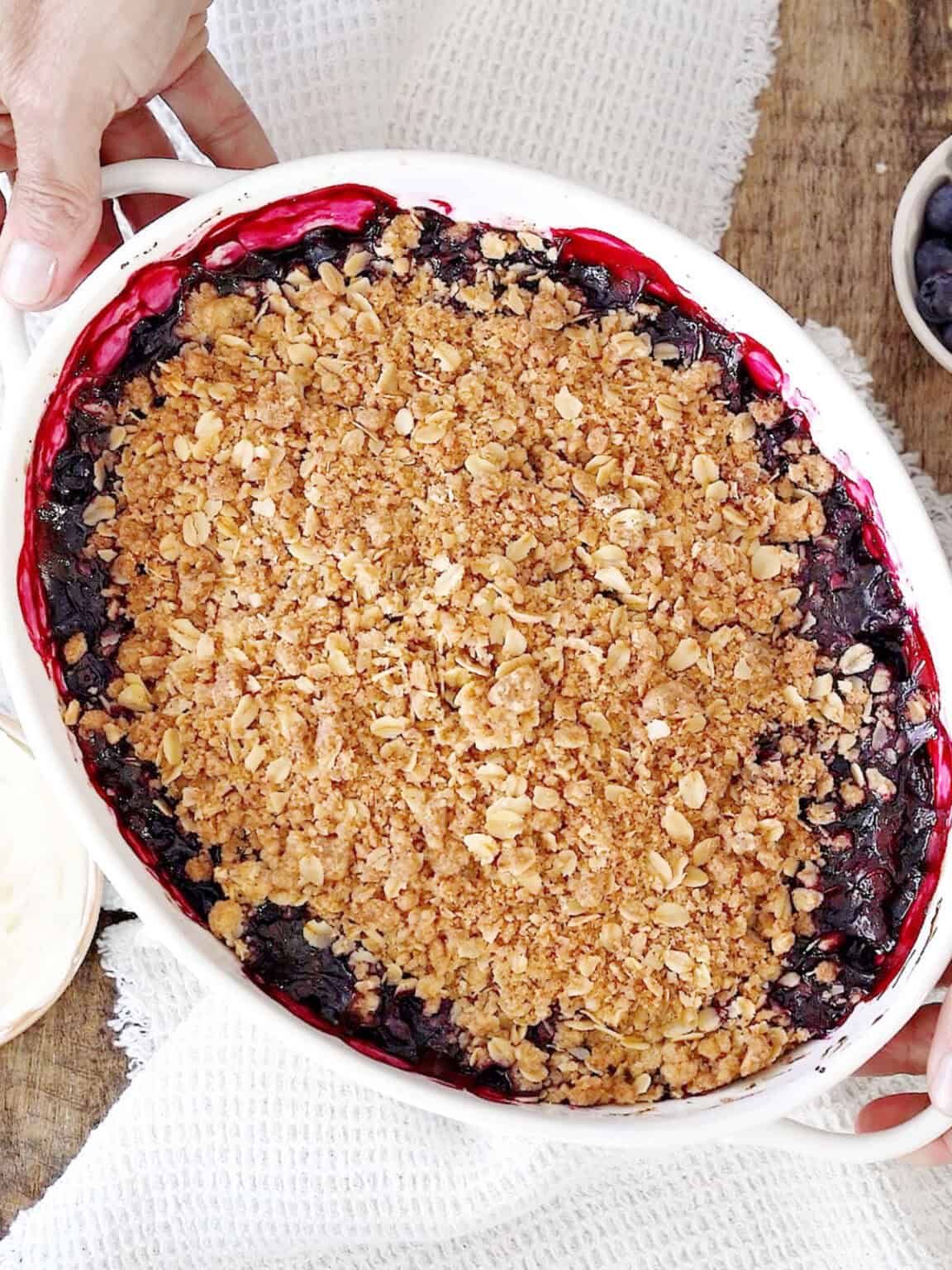 Quick and Easy Blueberry Crisp (oat topping) - Vintage Kitchen Notes