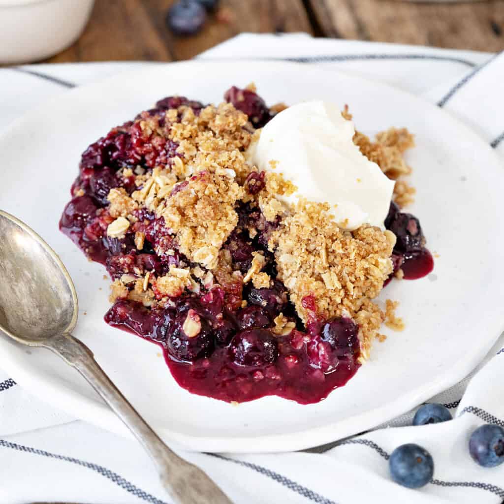 Quick and Easy Blueberry Crisp (oat topping) - Vintage Kitchen Notes