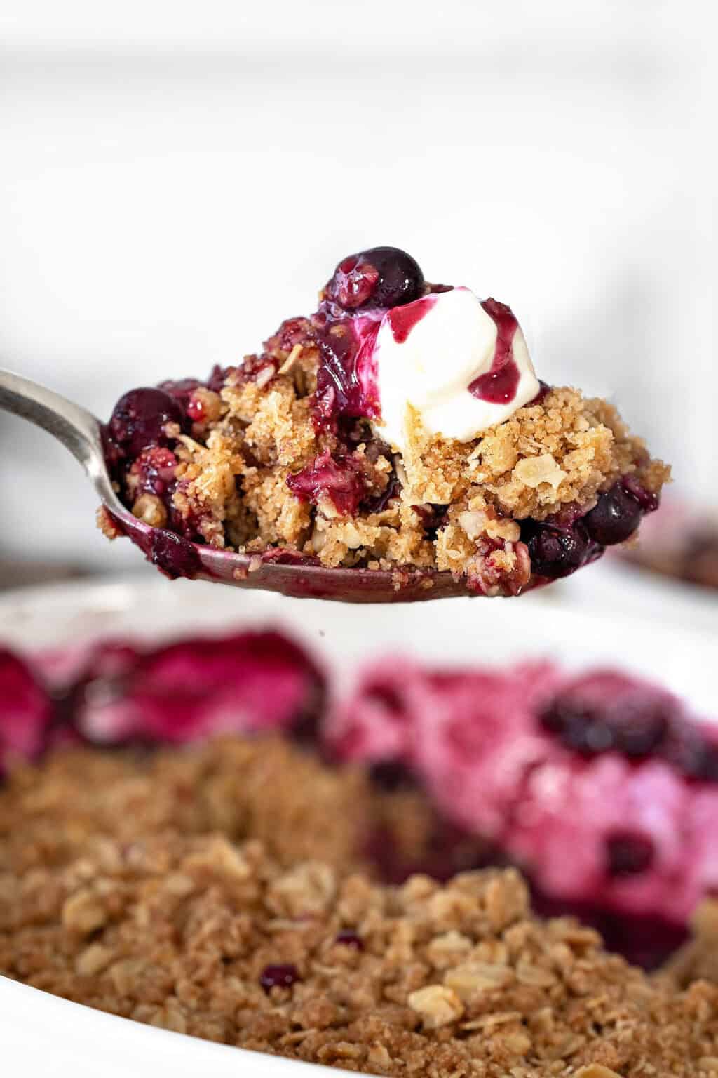 Quick and Easy Blueberry Crisp (oat topping) - Vintage Kitchen Notes